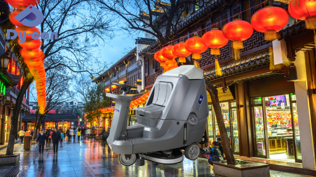 Dycon D9 Ride-On Floor Scrubber - Battery-Powered Cleaning Machine